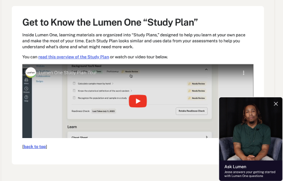 Lumen One Introductory Statistics Updates Fall 2023