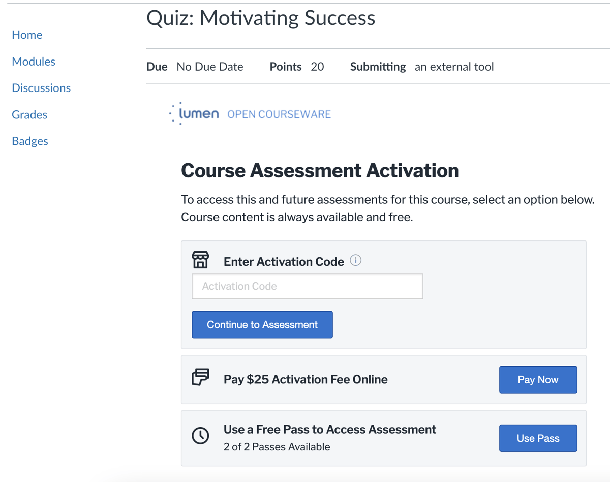 How to redeem your pin/access code to access to Lumen courseware